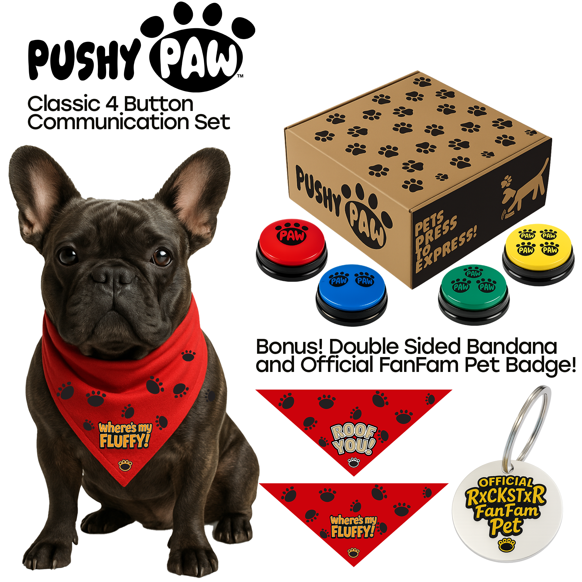 Pushy Paw 4 Button Communication Set